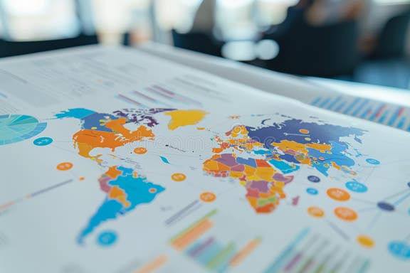 World Map with Data Visualization Stock Illustration - Illustration of ...