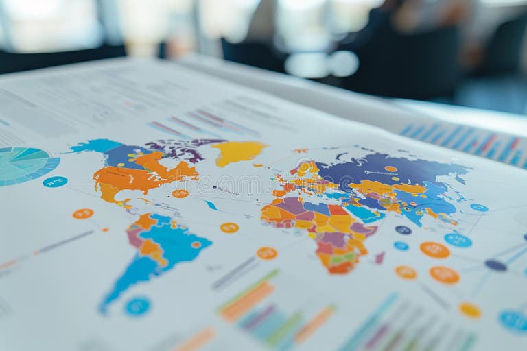 World Map with Data Visualization Stock Illustration - Illustration of ...