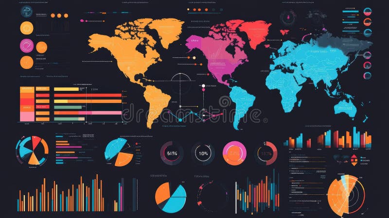 World Map Data Visualization Stock Illustration - Illustration of ...