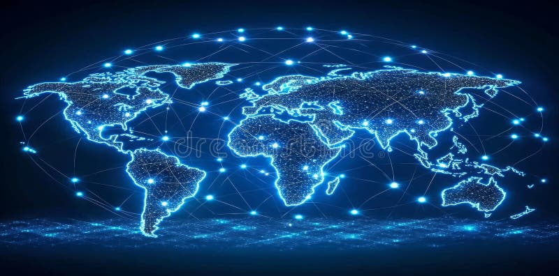 A World Map Depicting Flight Paths that Connect a Global Business ...