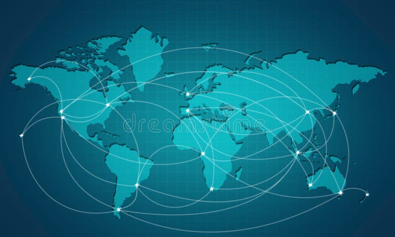 World Map with Destination Marker Dots Stock Illustration ...