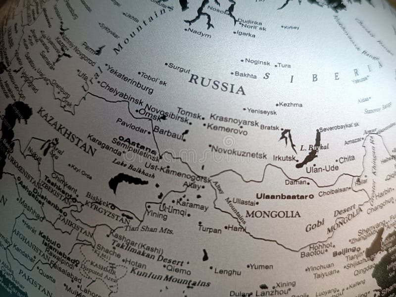 World Map, Detail of Russia on the Globe Stock Photo - Image of russia ...