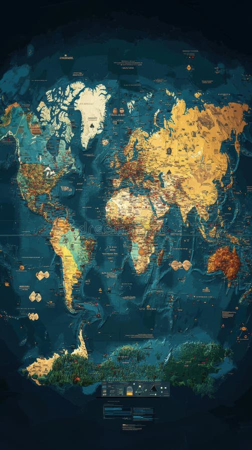 World Map with Detailed Elevation and Landform Data - a Visual ...