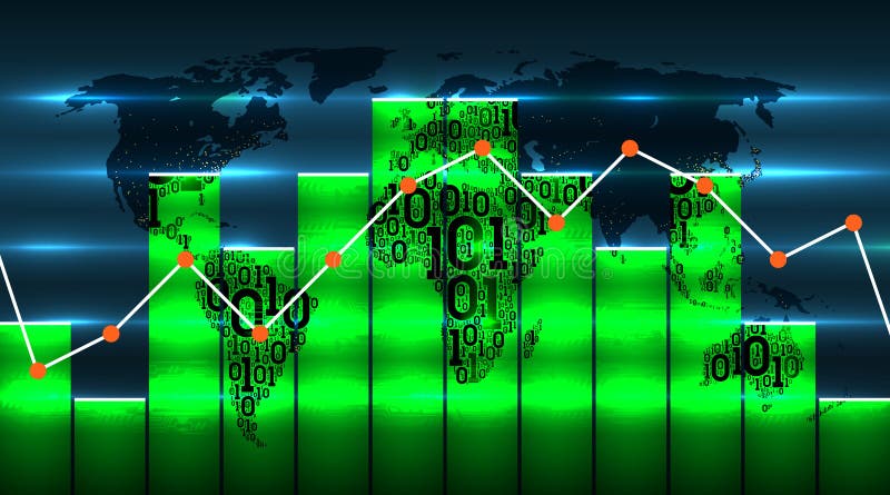World Map with Graph Chart and Diagram, on the Background of Future Digital Global Technologies ...
