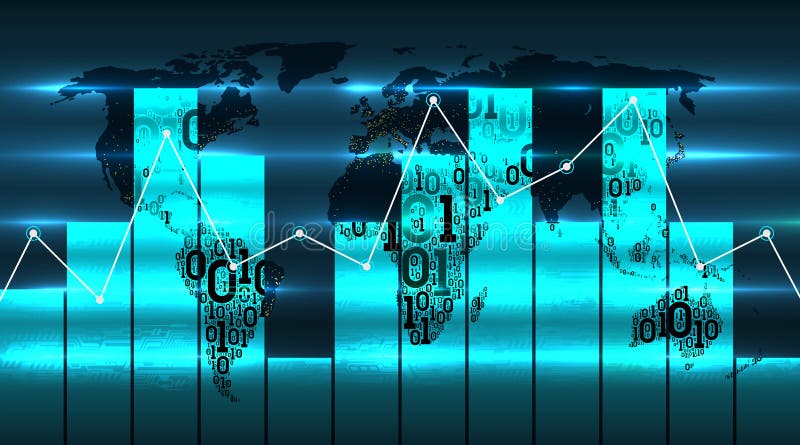 World Map with Diagram Chart and Graph, on Background of Future Digital ...