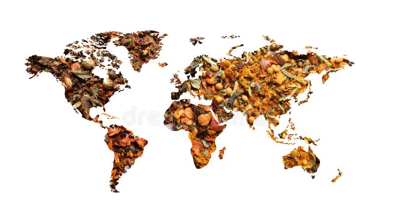World Map of Different Aromatic Spices Stock Image - Image of ...
