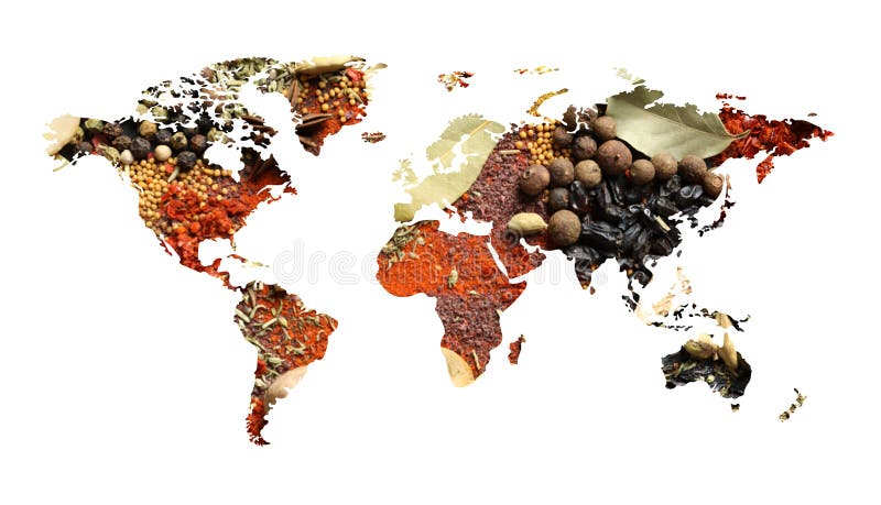 World Map of Different Aromatic Spices Stock Image - Image of business ...