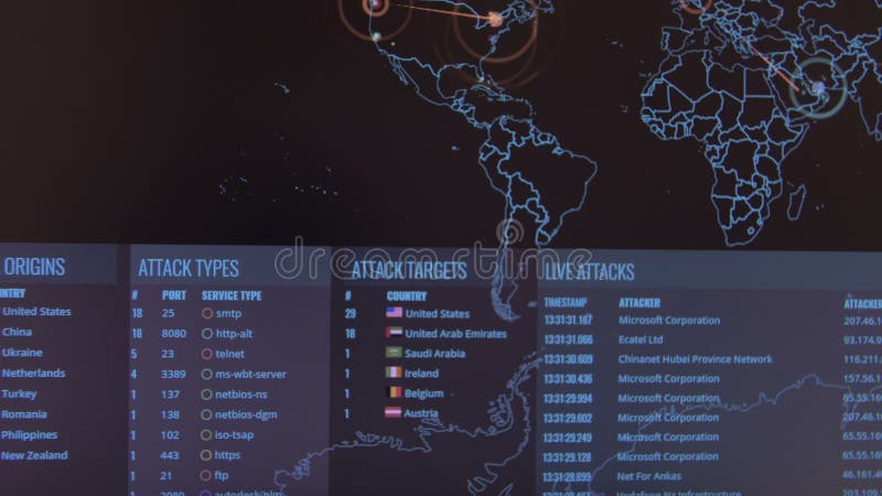 World Map with Different Targets for Cyber Attack. Hacking and ...