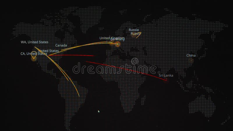 World Map with Different Targets for Cyber Attack. Hacking and ...