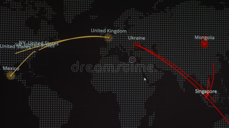 World Map with Different Targets for Cyber Attack. Hacking and ...