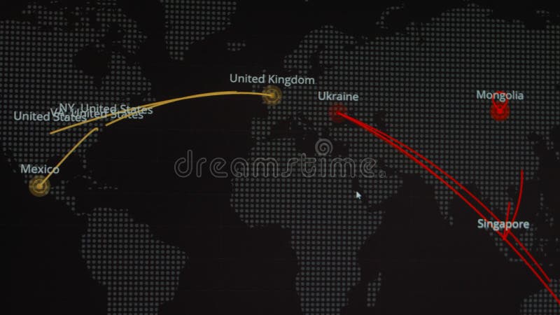 World Map with Different Targets for Cyber Attack. Hacking and ...