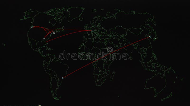 World Map with Different Targets for Cyber Attack. Hacking and ...