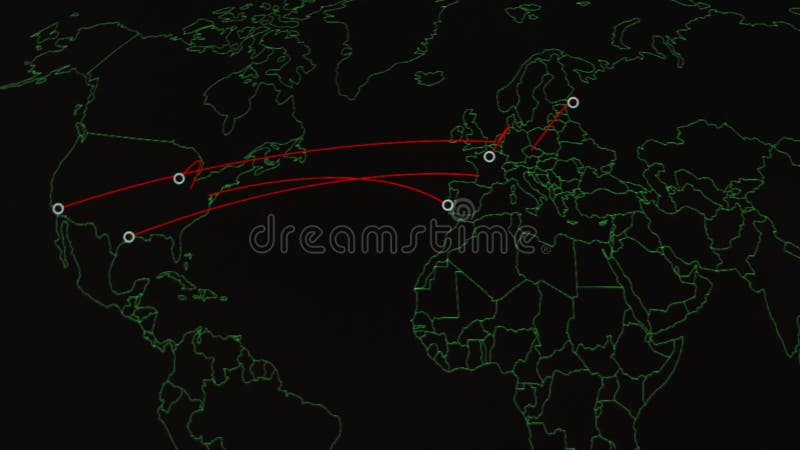 World Map with Different Targets for Cyber Attack. Hacking and ...