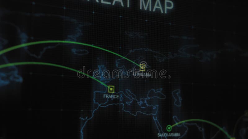 World Map with Different Targets for Cyber Attack. Hacking and ...
