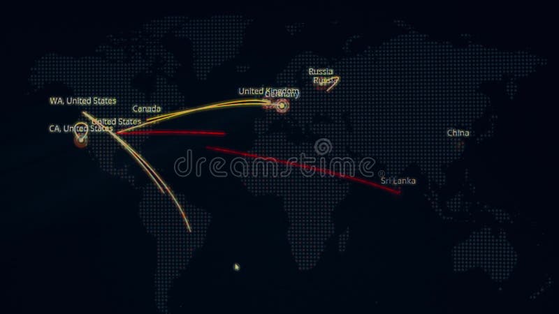 World Map with Different Targets for Cyber Attack. Hacking and ...