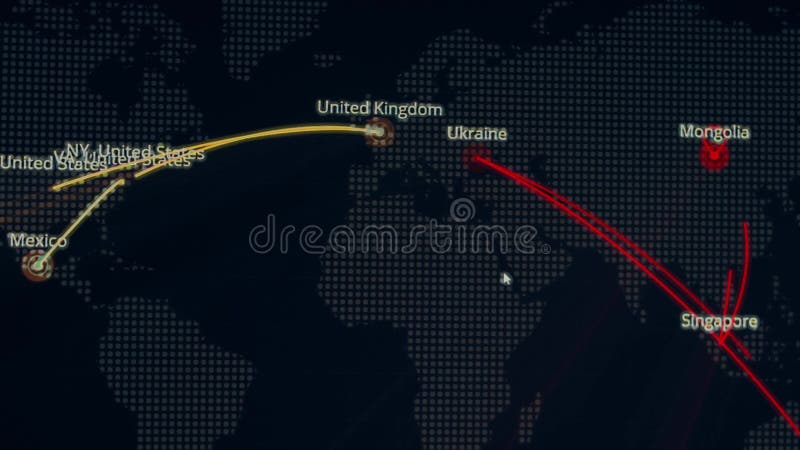World Map with Different Targets for Cyber Attack. Hacking and ...
