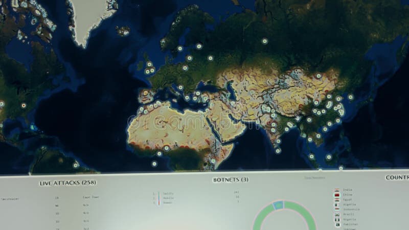 World Map with Different Targets for Cyber Attack. Hacking and ...