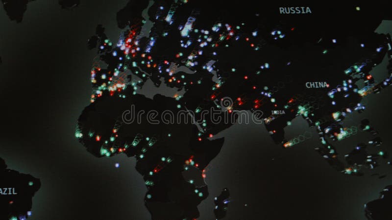 World Map with Different Targets for Cyber Attack. Hacking and ...