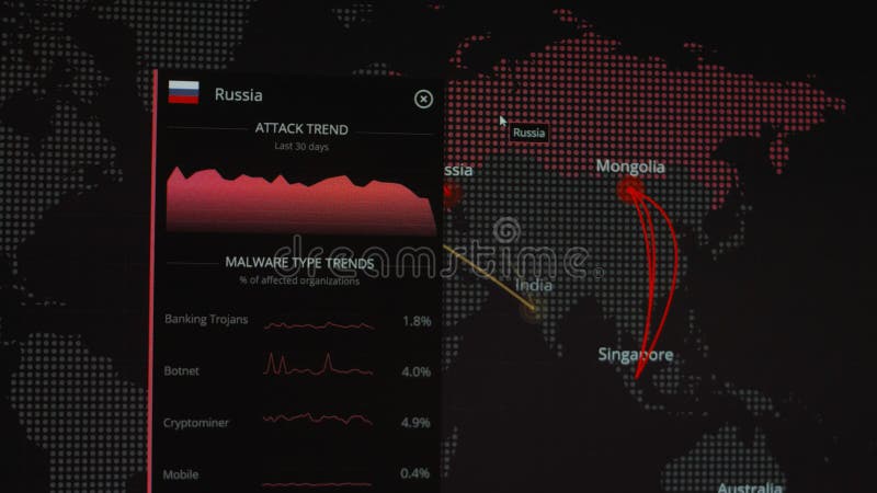 World Map with Different Targets for Cyber Attack. Hacking and ...