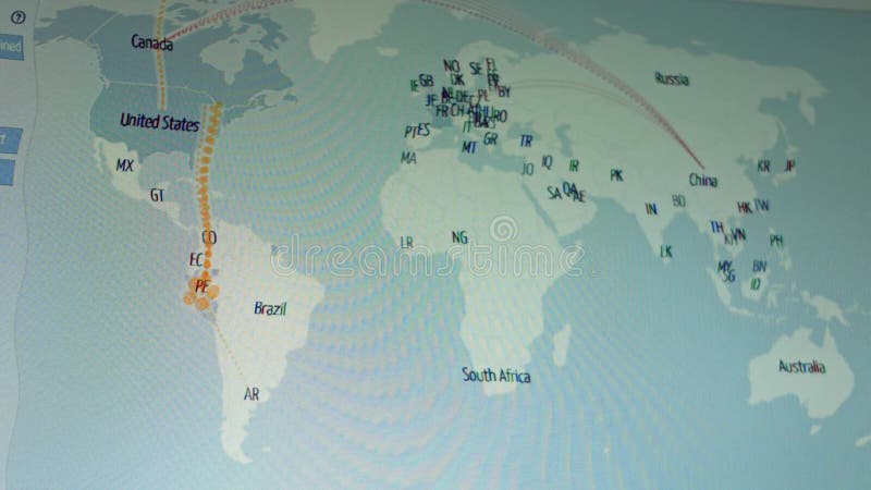 World Map with Different Targets for Cyber Attack. Hacking and ...
