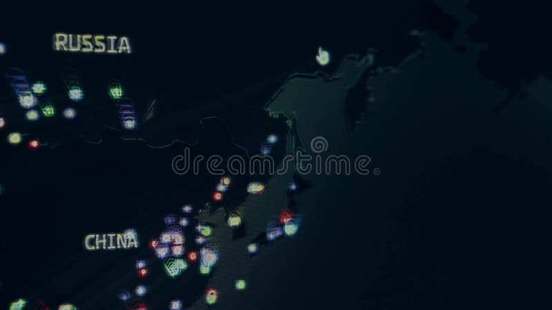 World Map with Different Targets for Cyber Attack. Hacking and ...