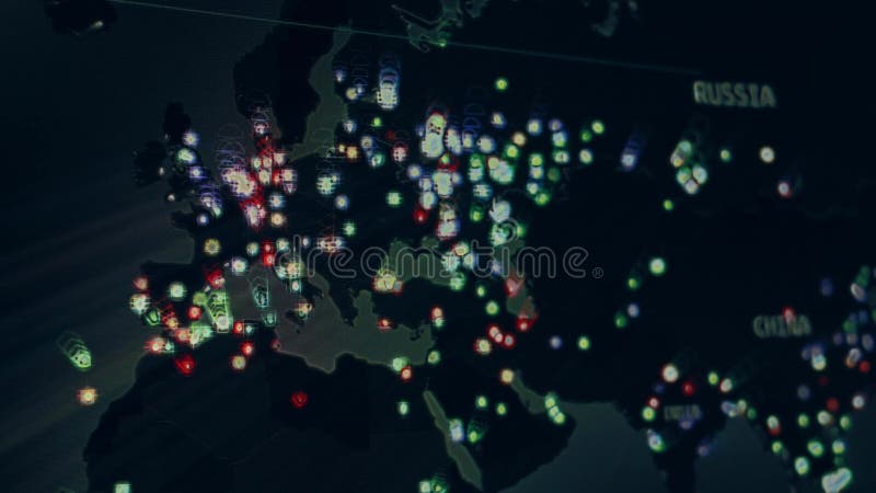 World Map with Different Targets for Cyber Attack. Hacking and ...