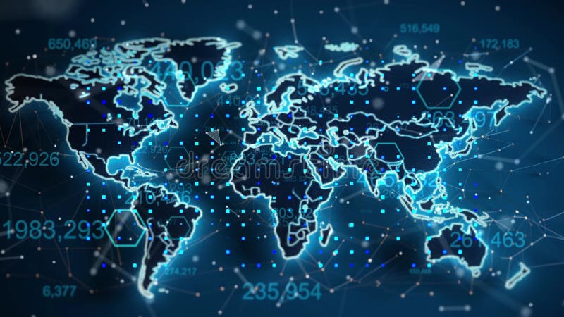 World Globe on Digital Computer Cpu Tech Background. Stock Footage ...