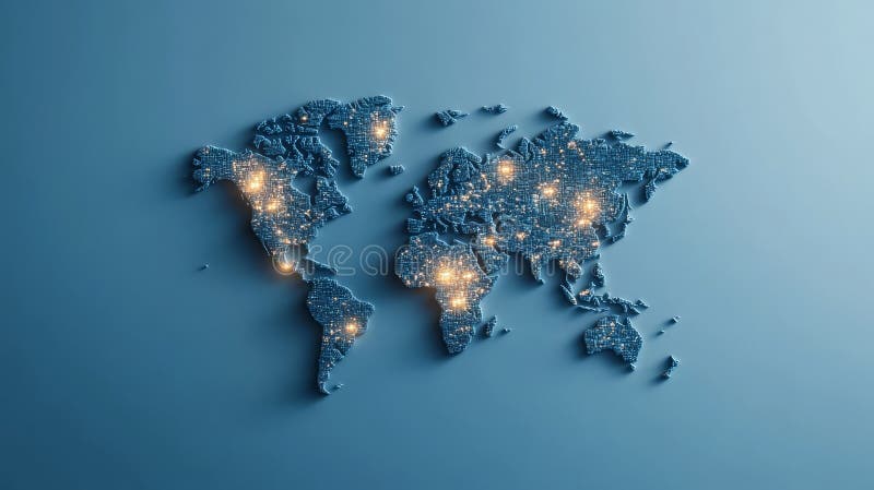 World Map with Digital Connections Stock Illustration - Illustration of ...