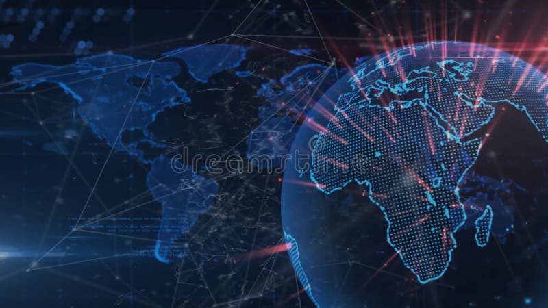 World Map And Digital Globe With Data Points Global Network Animation Stock Video Video Of