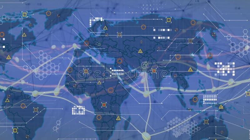 World Map with Digital Network Connections and Data Processing ...