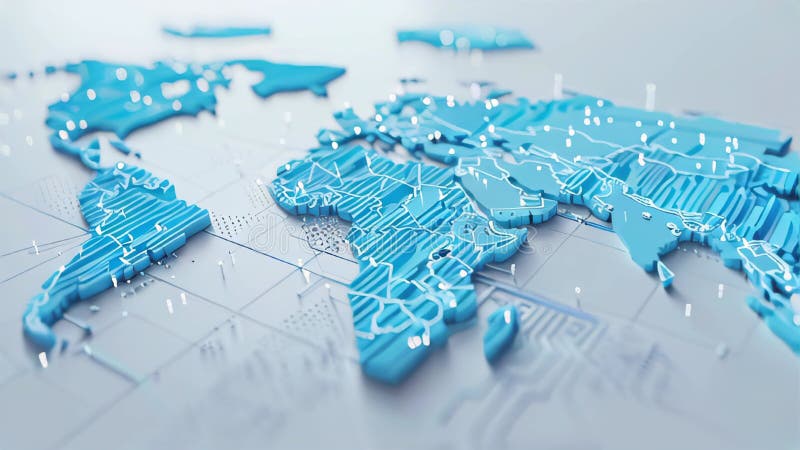 World Map on Digital Tech Background. Stock Video - Video of connection ...