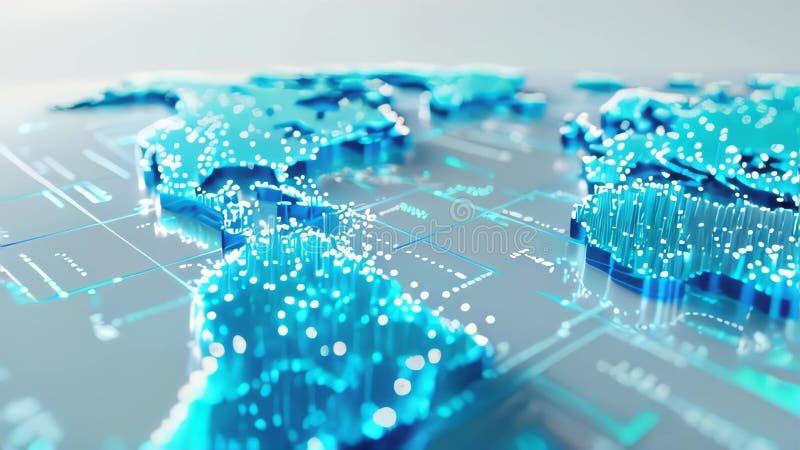 World Map on Digital Tech Background. Stock Footage - Video of earth ...