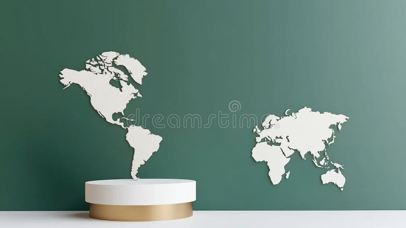 World Map Display, Studio, Green Wall, Product Placement Stock Image ...