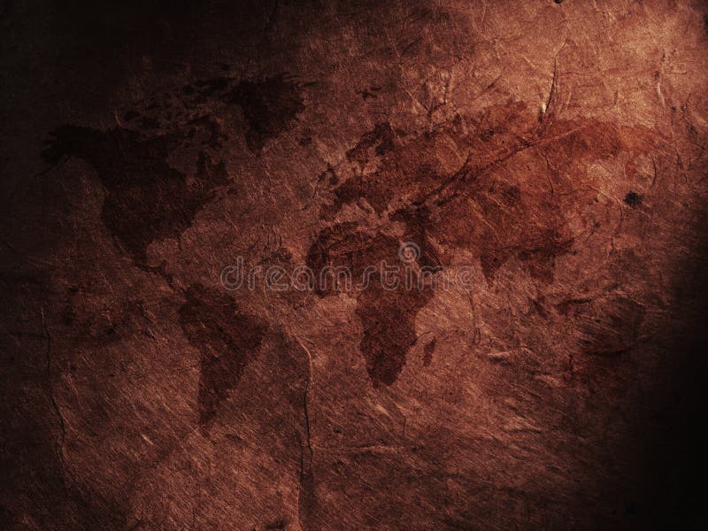 World Map Displayed on the Corrugated Old Paper Stock Image - Image of ...