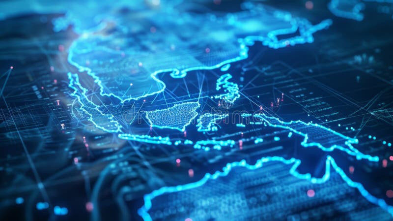 A World Map Displayed in Shades of Blue, Highlighting Continents ...