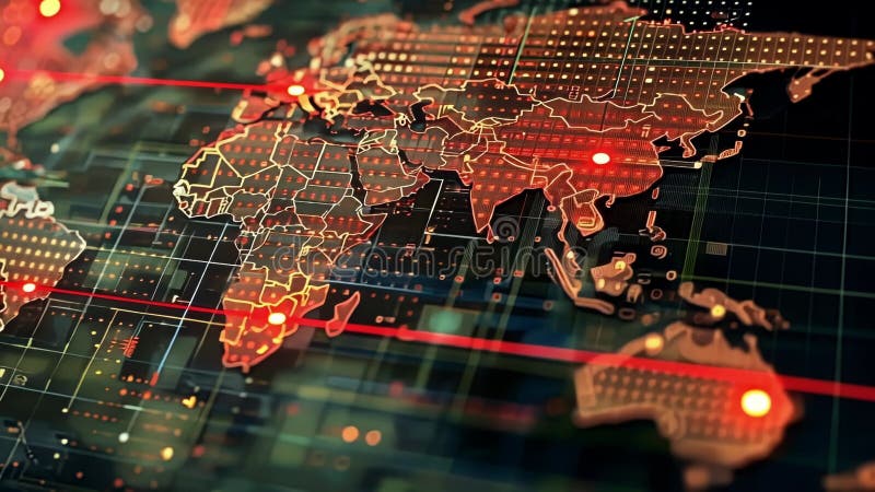 World Map Displaying Cyber Security Threats Around the Globe Stock ...