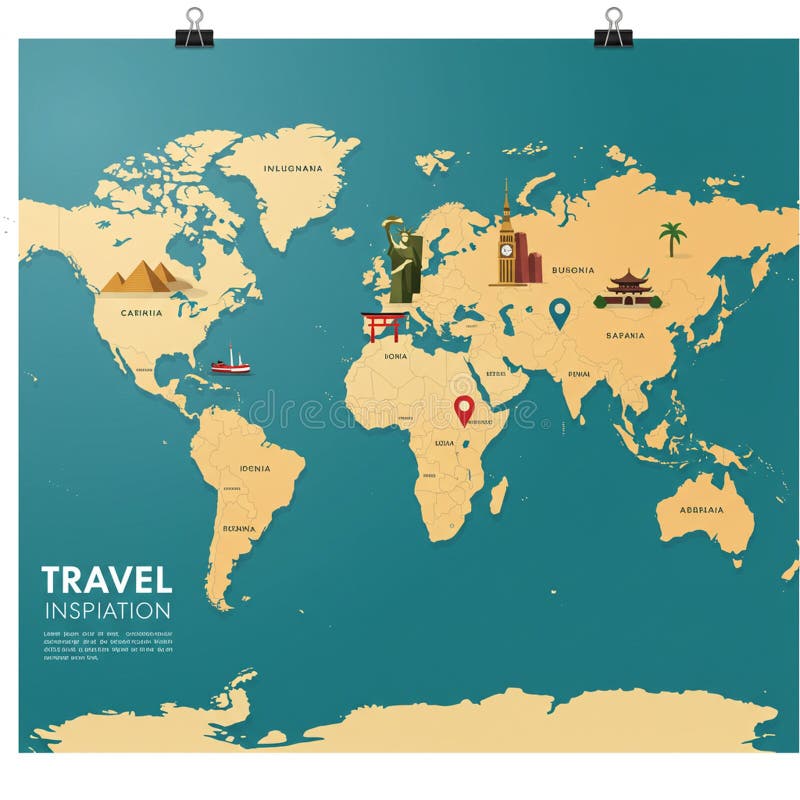 World Map Displaying Fictional Continents and Countries with ...
