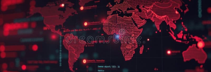 World Map is Displaying a Global Cyberattack with Data and Binary Code Flowing Stock Image ...