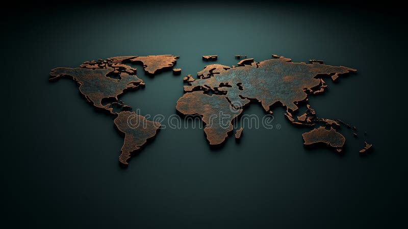 A World Map Displaying Global Topography, Including Continents, Oceans ...