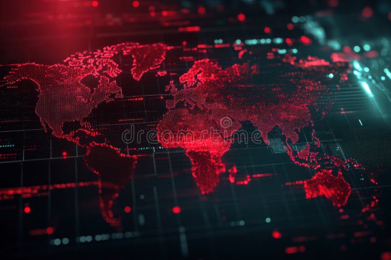 World Map Displaying Political Borders in Red Highlights for Strategic ...