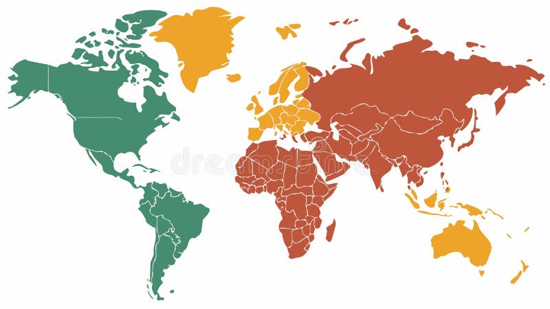 World Map Divided by Regions, Global Illustration, Vector Design ...