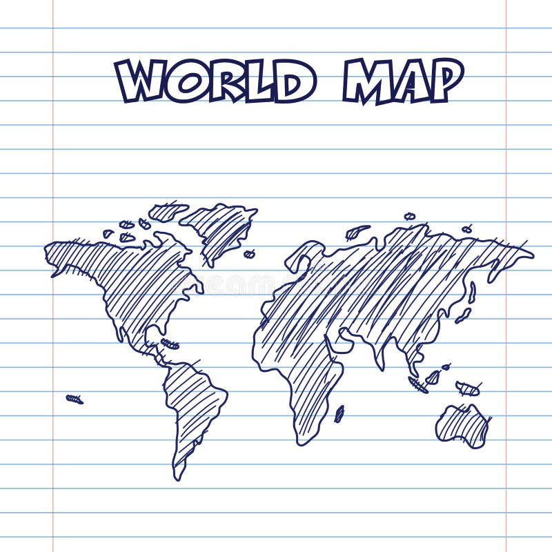 World map doodle pen ink stock vector. Illustration of america - 33711038