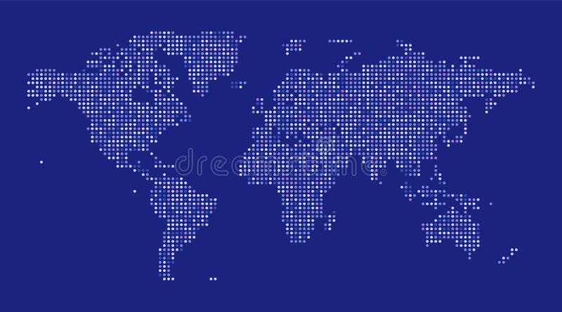 World Map Dot Illustration on Blue Background Stock Illustration ...