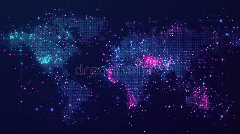 A World Map with Dots and Data Points Showing Population Density Stock ...