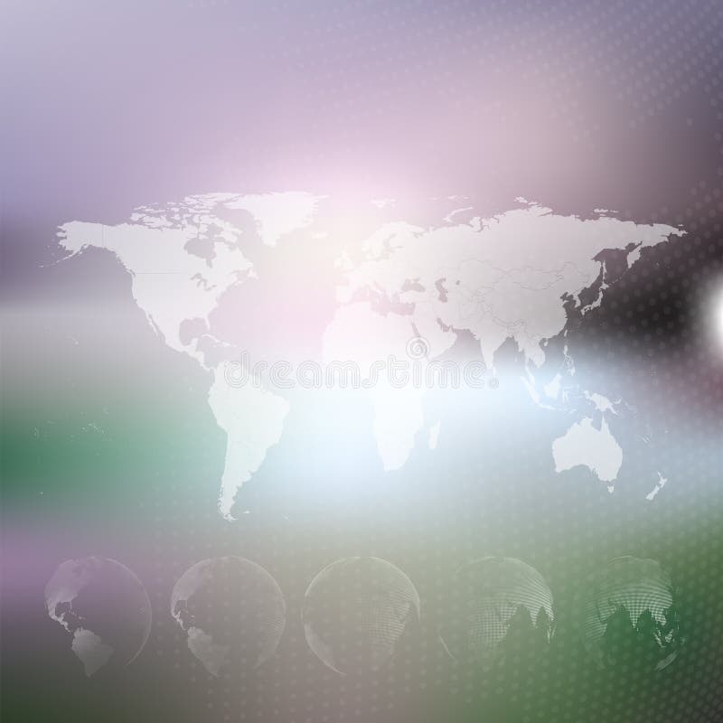 World Map with Dotted Globes, Abstract Blurred Stock Vector ... World Map with Dotted Globes, Abstract Blurred Stock Vector ...