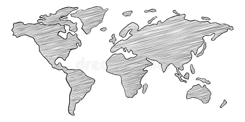World map drawing stock vector. Illustration of australia - 175773575