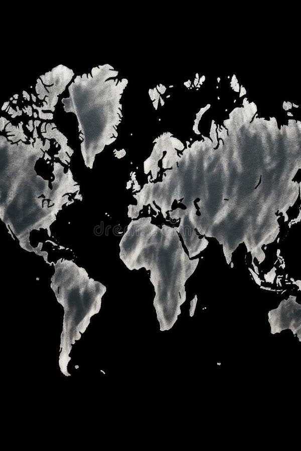 World Map Drawn on a Black Chalkboard Stock Illustration - Illustration ...
