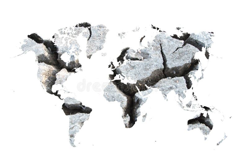 World Map of Dry and Crack on White Background Stock Photo - Image of ...