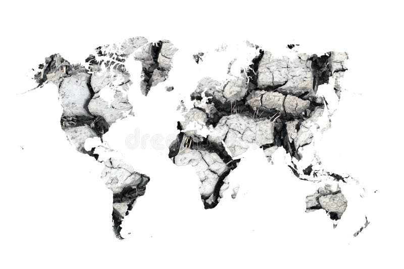 World Map of Dry and Crack on White Background Stock Illustration ...