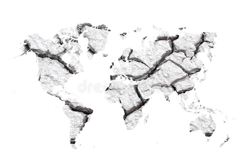 World Map of Dry and Crack on White Background Stock Illustration ...